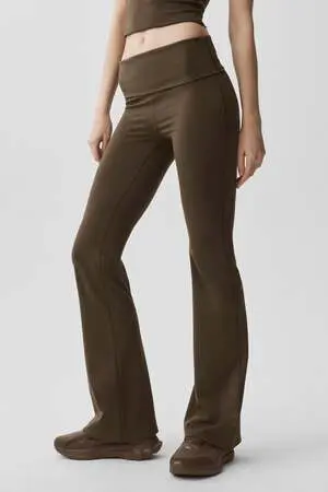 Alo Yoga Softsculpt Foldover Flare Legging - Espresso