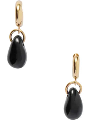 Isabel Marant Small Gold-tone Agate Hoop Earrings - Black