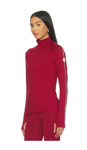 Varley Always Warm Mock Neck Baselayer Top - Red Dahlia Marl
