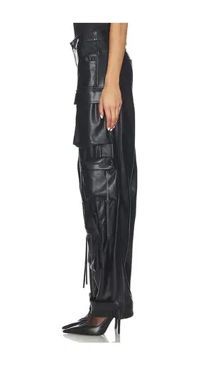 Steve Madden Duo Faux Leather Cargo Pants - Black