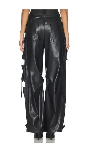 Steve Madden Duo Faux Leather Cargo Pants - Black
