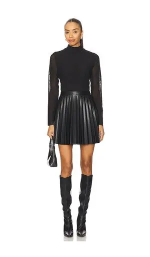 Steve Madden Nevah Pleated Faux Leather Dress