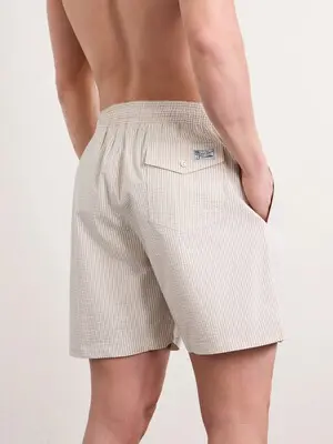 Polo Ralph Lauren Mid-length Striped Seersucker Swim Shorts - Neutrals