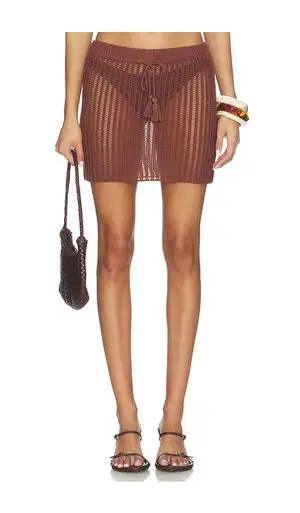 L*Space Sander Skirt Knit Drawstring Waist - Cafe