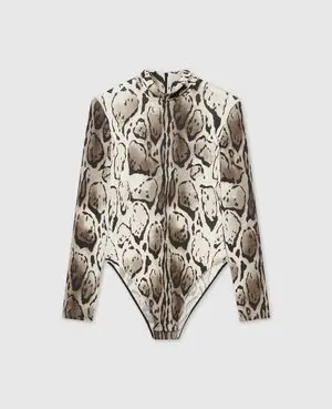 Stella McCartney Cloud Leopard High-neck Bodysuit - Multicolor Gray