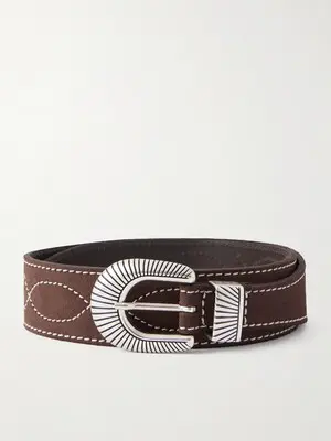 Nudie Jeans 4cm Western Embroidered Suede Belt - Brown