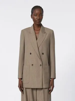 Max Mara Oversized Pinstripe Woollen Cloth Blazer