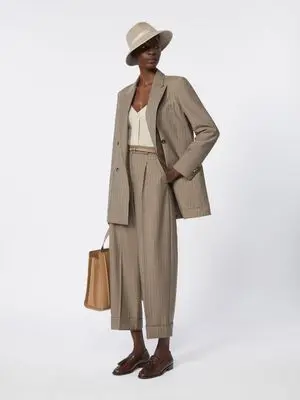 Max Mara Oversized Pinstripe Woollen Cloth Blazer