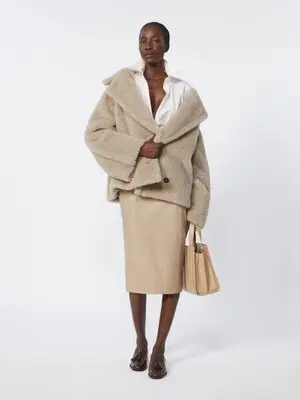 Max Mara Alpaca And Cashmere Teddy Fabric Coat - Sand