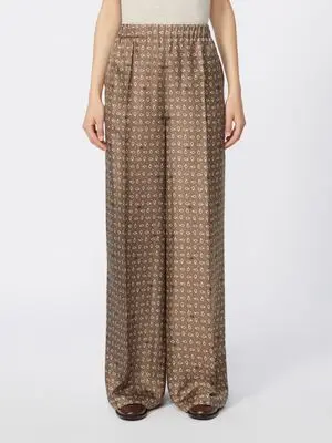 Max Mara Printed Wide-leg Silk Twill Trousers