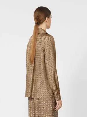 Max Mara Printed Silk Twill Shirt - Mud