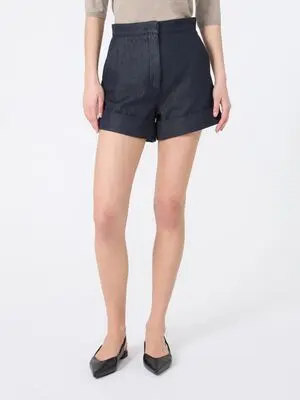 Max Mara Denim-look Cotton Shorts - Midnightblue