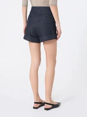 Max Mara Denim-look Cotton Shorts - Midnightblue