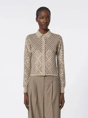 Max Mara Sequined Wool Cardigan - Brown