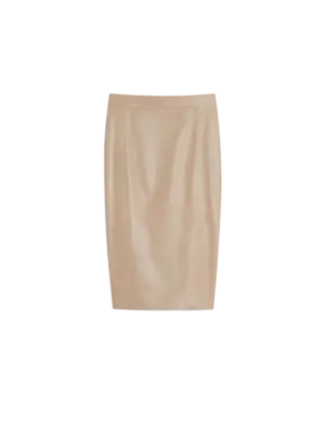 Max Mara Nappa Leather Pencil Midi Skirt - Sand