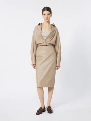Max Mara Nappa Leather Pencil Midi Skirt - Sand