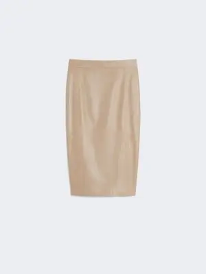 Max Mara Nappa Leather Pencil Midi Skirt - Sand