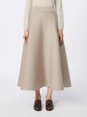 Max Mara Full Tech Wool Flared Skirt - Sand