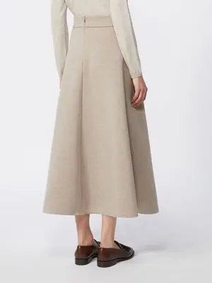 Max Mara Full Tech Wool Flared Skirt - Sand