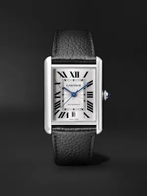 CARTIER Tank Must Extra-large Automatic 41mm Stainless Steel And Leather Strap Watch - White