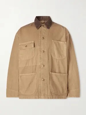 ORSLOW Corduroy-trimmed Cotton-canvas Jacket - Brown