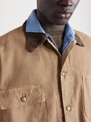 ORSLOW Corduroy-trimmed Cotton-canvas Jacket - Brown