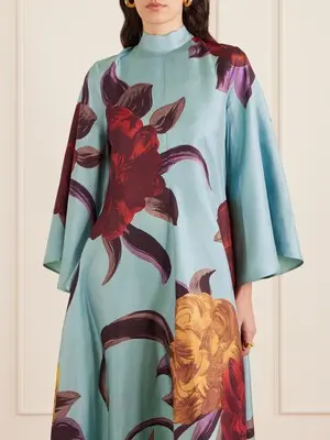 La DoubleJ Magnifico Printed Silk Maxi Dress - Blue