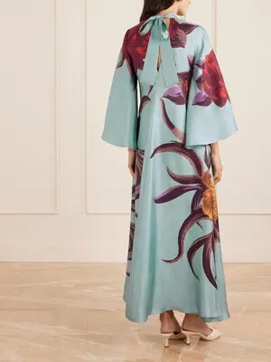 La DoubleJ Magnifico Printed Silk Maxi Dress - Blue