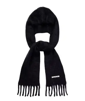 Acne Studios Hooded Fringed Mohair And Wool-blend Scarf - Black