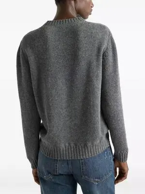 Prada Intarsia-logo Crew-neck Sweater - Grey