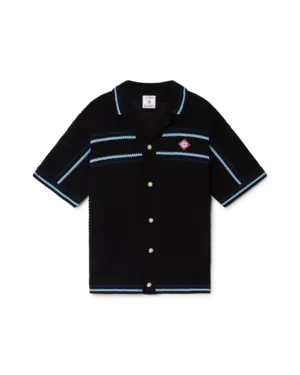 Casablanca Tennis Cotton Crochet Short Sleeve Shirt - Multicolor