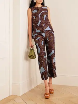 La DoubleJ Hendrix Cropped Jacquard Straight-leg Pants