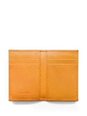 Prada Triangle-logo Leather Card Holder - Orange