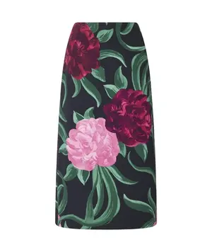 La DoubleJ Printed Satin Maxi Skirt - Green