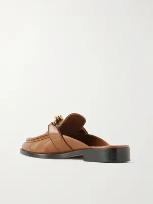 Bottega Veneta Astaire Embellished Leather Slippers - Brown