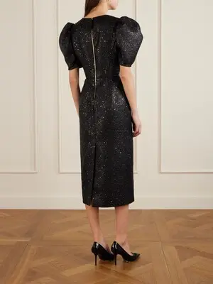 Carolina Herrera Sequin-embellished Metallic Tweed Midi Dress