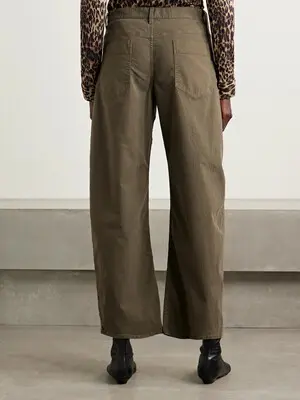NILI LOTAN Tribeca Brushed Cotton-blend Twill Barrel-leg Pants - Green