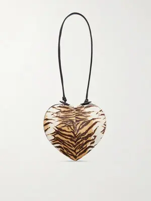 Alaïa Le Coeur Animal-print Leather-trimmed Calf Hair Shoulder Bag - Gray