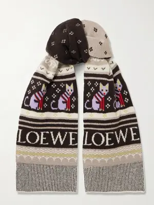 Loewe Intarsia-knit Wool-blend Scarf - Multi