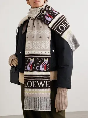 Loewe Intarsia-knit Wool-blend Scarf