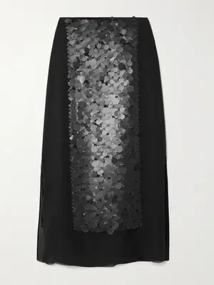 JOSEPH Cambo Pailette-embellished Crepe De Chine Midi Skirt - Black