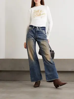 Acne Studios Tinsel-trimmed Layered Jersey T-shirt - Neutrals