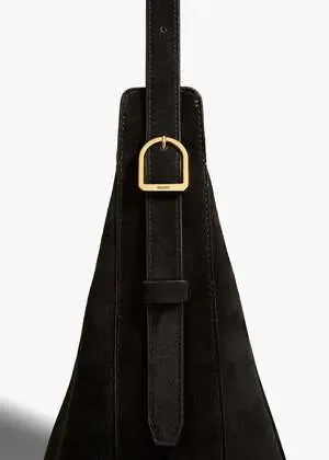Khaite Augustina Hobo In Suede - Black