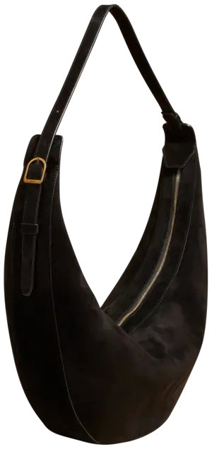 Khaite Augustina Hobo In Suede - Black