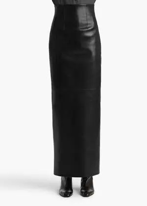 Khaite Loxley Leather Pencil Skirt - Black