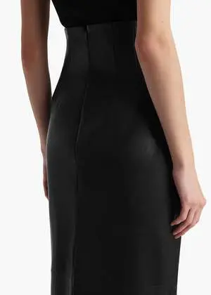 Khaite Loxley Leather Pencil Skirt - Black