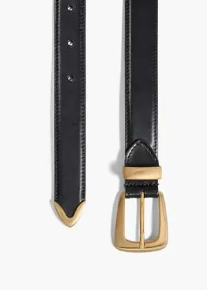 Khaite Benny Leather Belt With Gold Hardware - Black