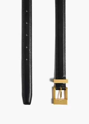 Khaite Manhattan Leather Belt With Gold Hardware - Black