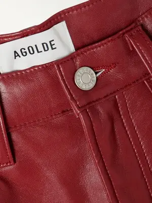 AGOLDE 90s Pinch Waist Long Recycled Leather-blend Straight-leg Pants - Red