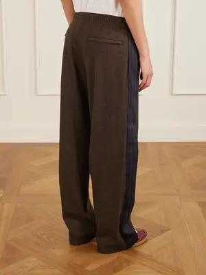 Aimé Leon Dore Striped Herringbone Wool And Cotton-blend Track Pants - Brown